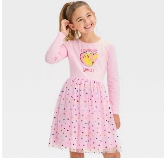 Pokemon | Dresses | Nwt Girls Pikachu Pokemon I Choose You Pink Tulle ...